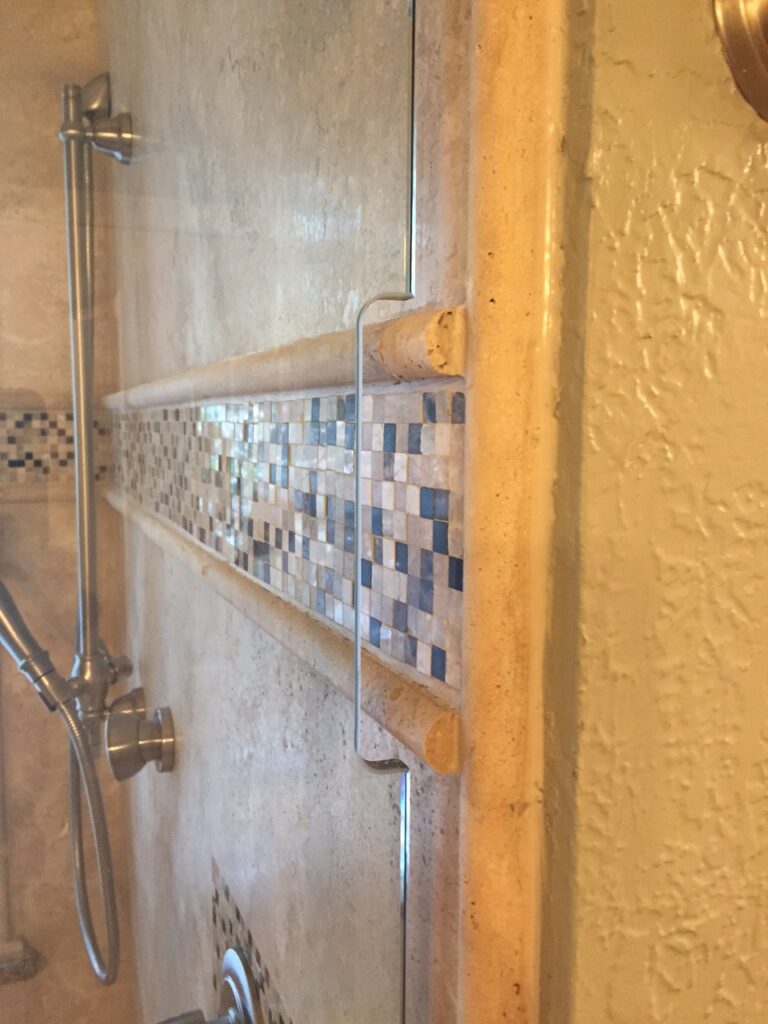 Custom detail around rope tile to show customers - DFW Bath and Glass
